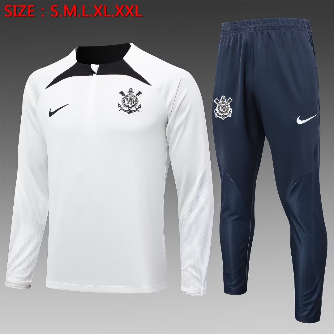 2024/2025 Corinthians Half-Pull Training Suit Light Grey Football Shirt ...