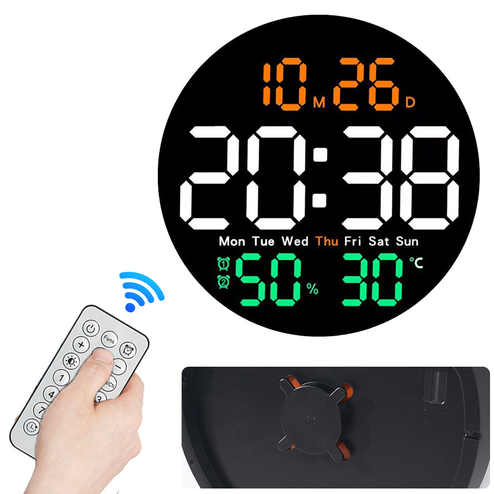 10 Inch LED Wall Clock Dual Alarms Large Digital Wall Clock Electronic ...