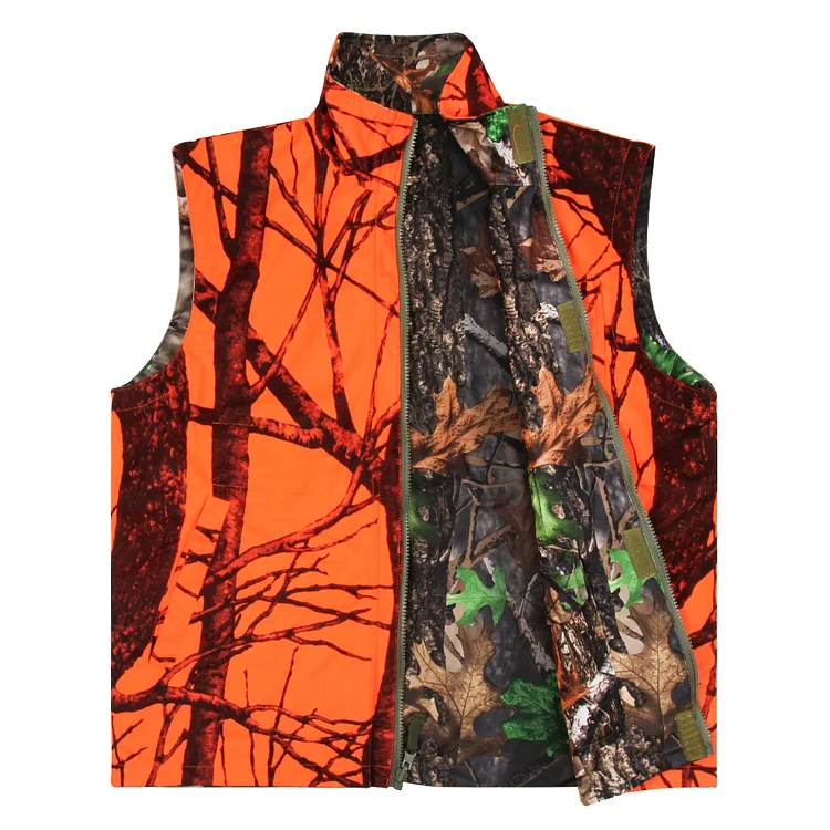 Camouflage and Orange Reversible Hunting Vest, Vest Jacket for Camping ...