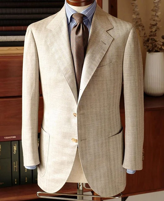Notch Lapel Two Buttons Texture Pattern Blazer