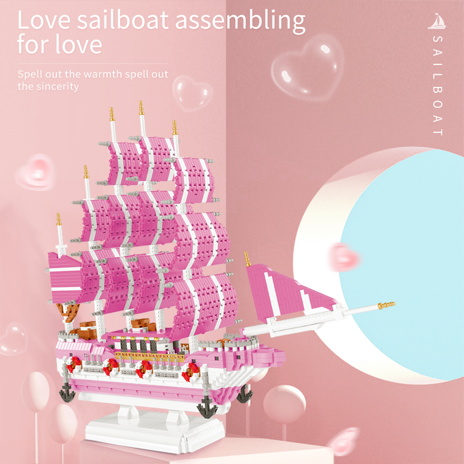 MOYU Building Blocks: Love Sailing Pink Building Block Set, Catch Your ...