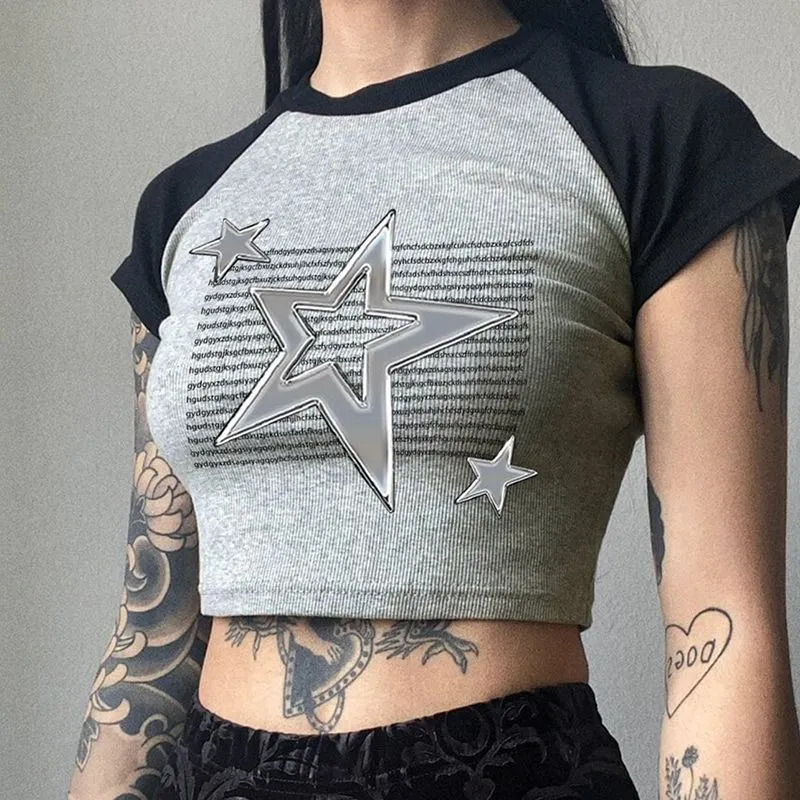 Y2K STAR CONTRAST CROP TOP