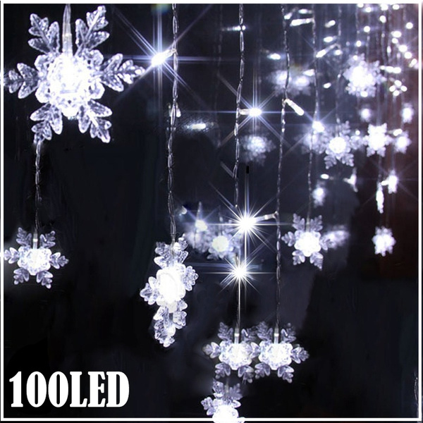 Indoor Outdoor Christmas Snowflake LED String Light Flashing Fairy ...