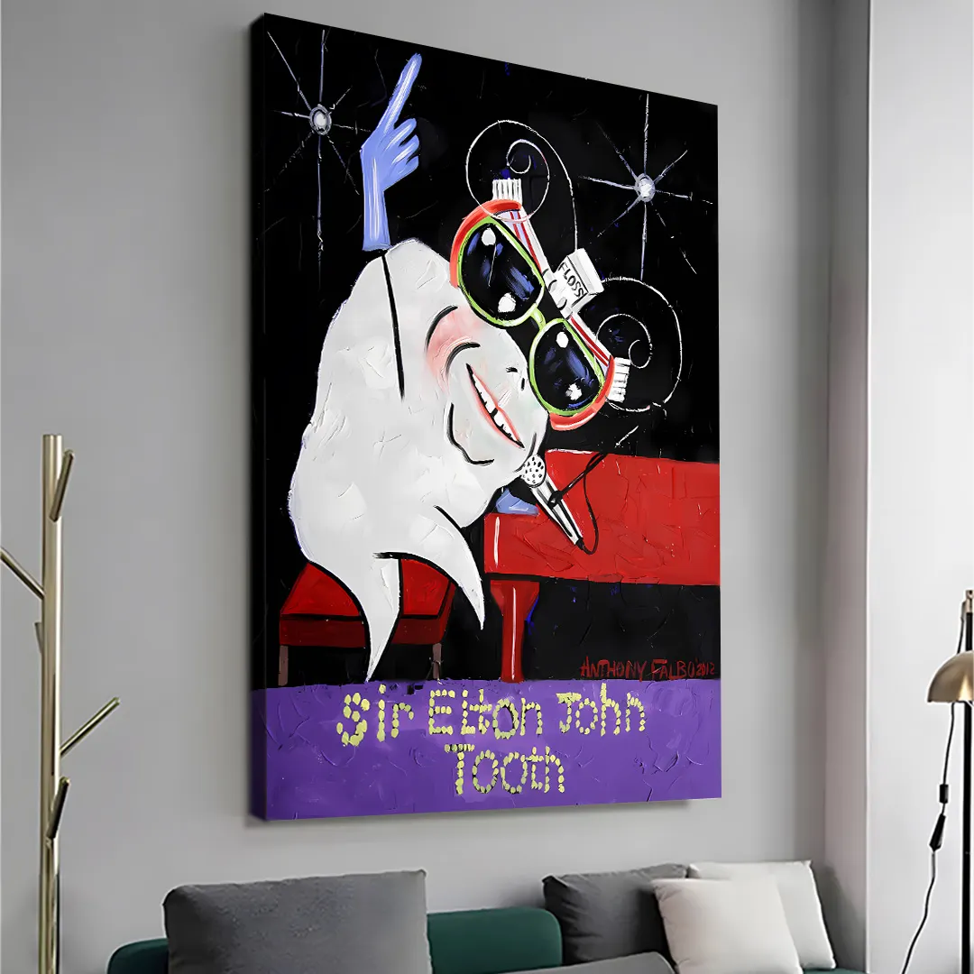Sir Elton John Tooth Canvas Wall Art