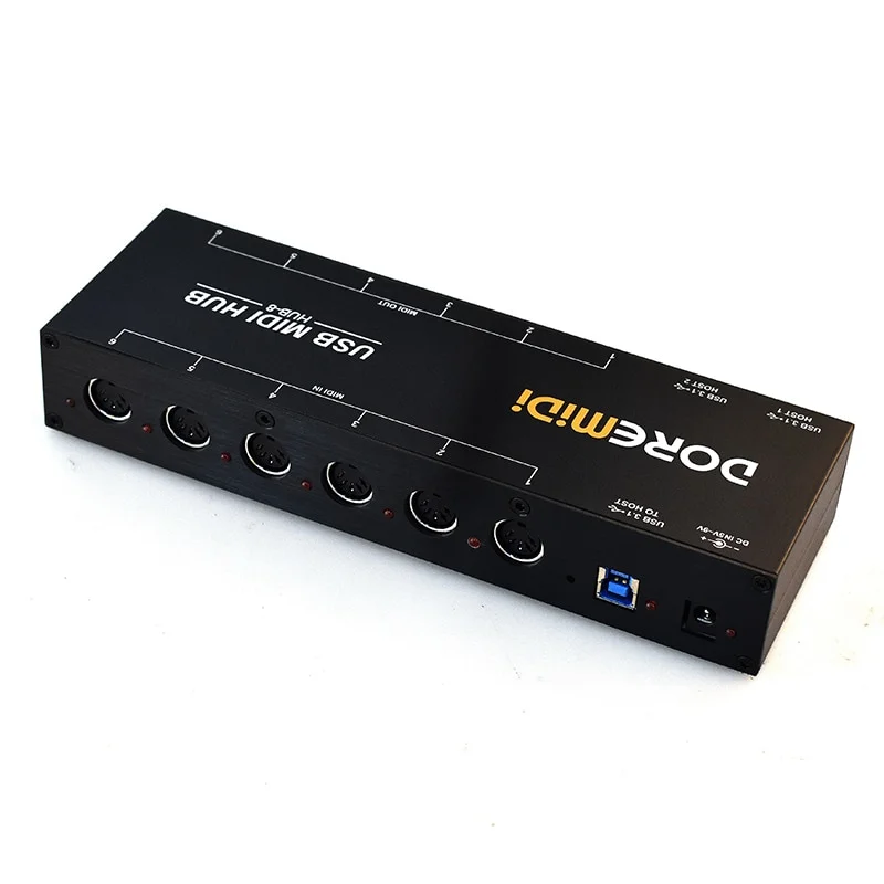 DOREMiDi NEW HUB-8 MIDI 6x6 USB MIDI Host x2 USB 3.1 MIDI Hub Box