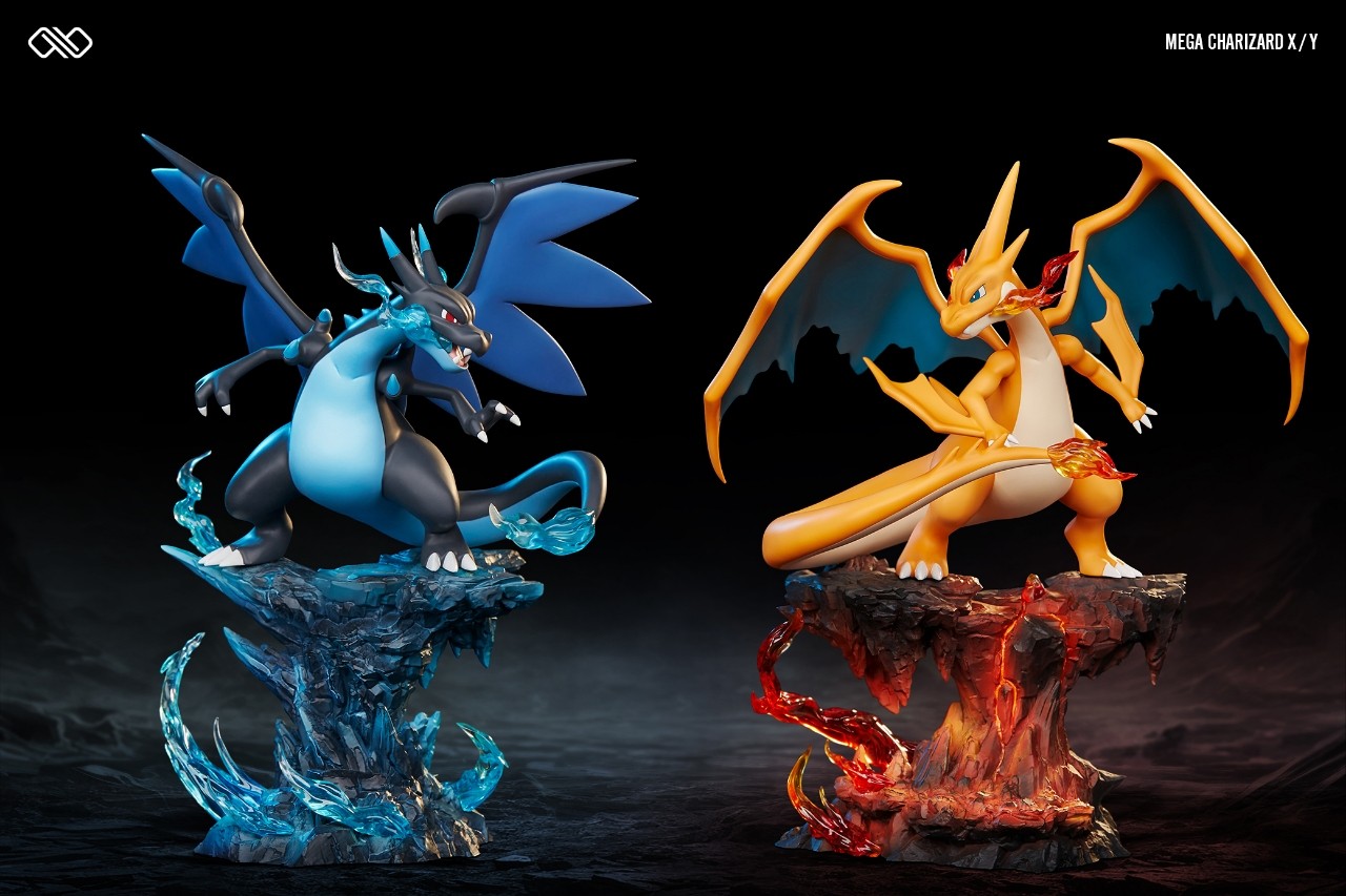 Small & Big Scale Mega Charizard X & Mega Charizard Y - Pokemon Resin ...