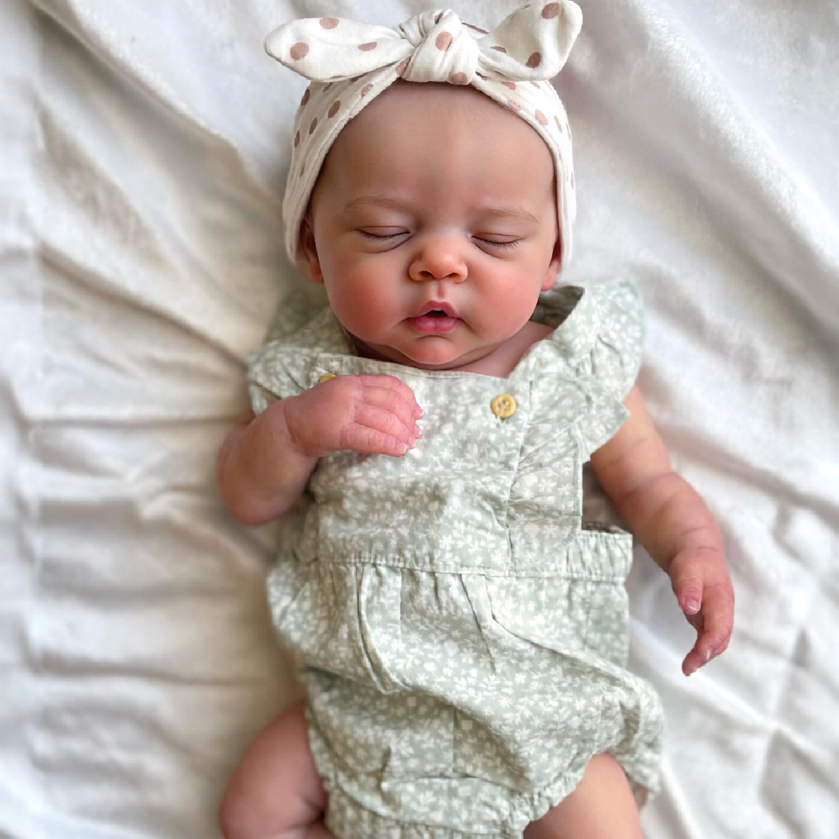[Heartbeat Coos & Breath] Sleeping Reborn Baby Girl with Rosy Cheek ...