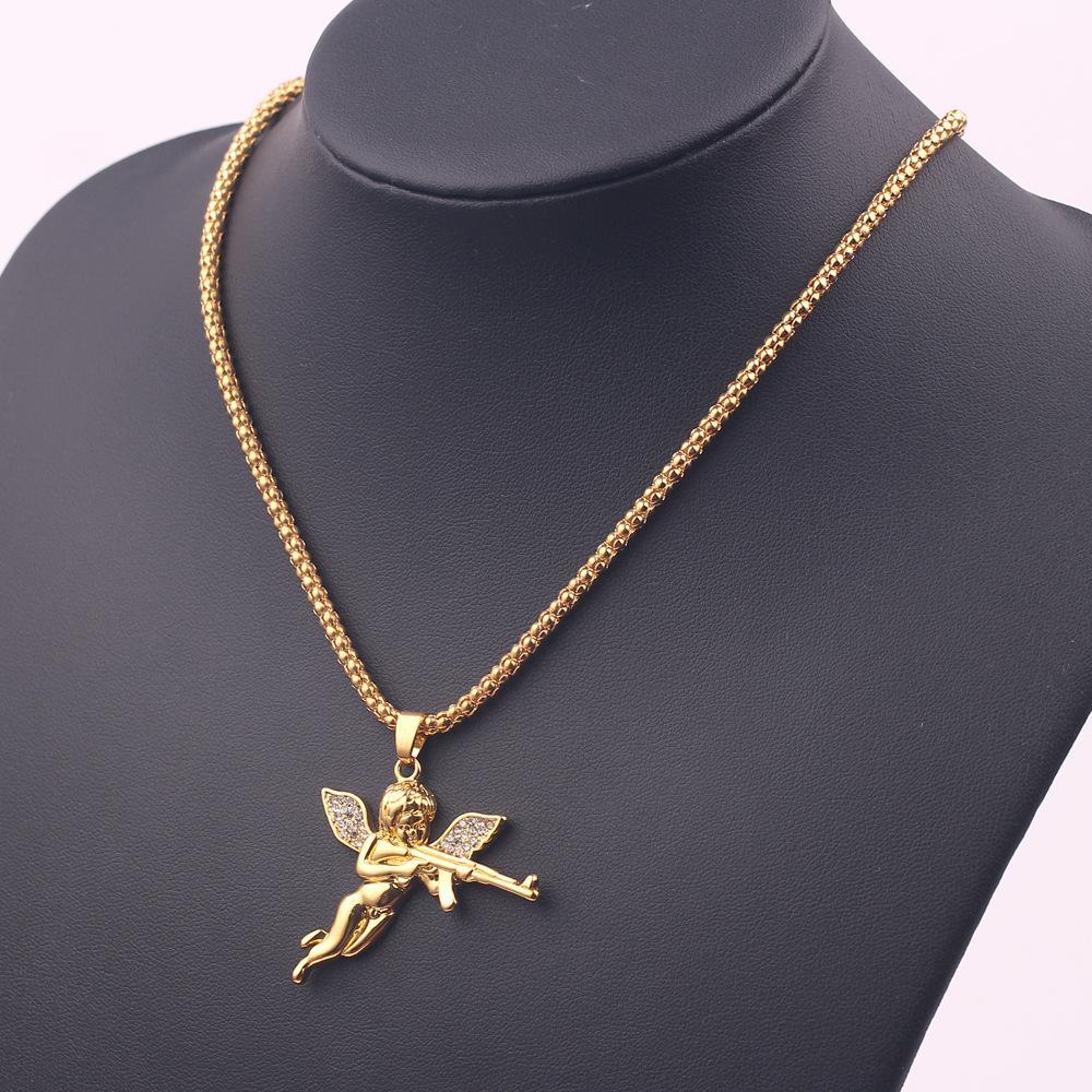 MACHINE GUN ANGEL PENDANT NECKLACE