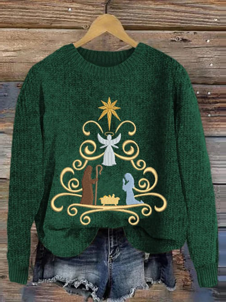 Birth Of Christ Holly Night Knit Sweater