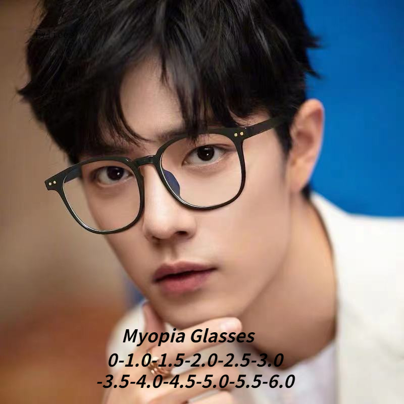 Black Frame Round Myopia Glasses Finished Women Men Blue Light Blocking ...