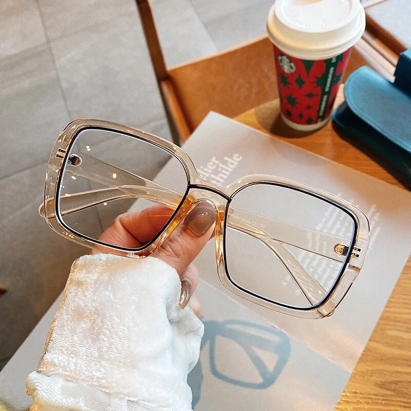 New Square Shape Eyeglasses Frame Men Women Blue Light Blocking Glass ...