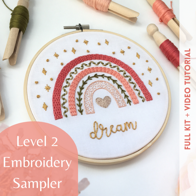 Dreamy Boho Rainbow Sampler Embroidery Kit for Beginners