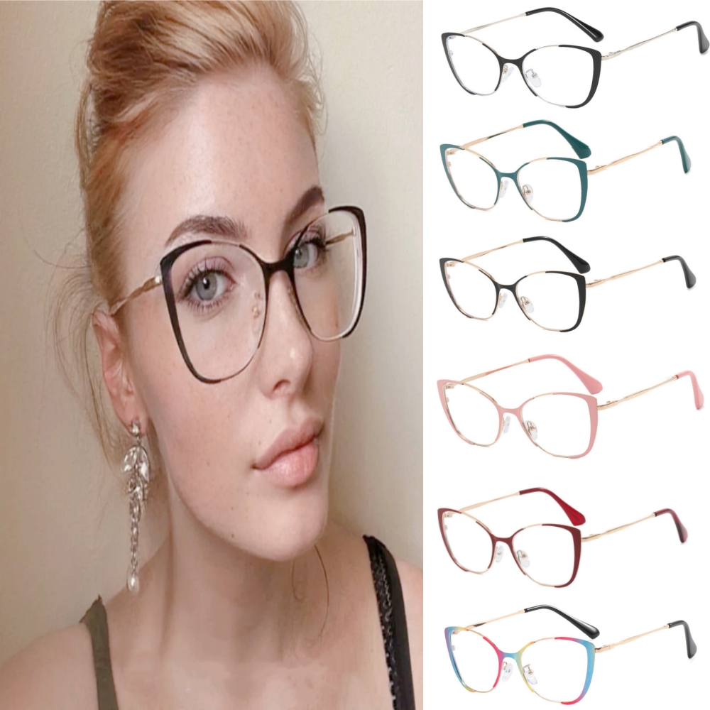 New Retro Cat-Eye Frame Glasses 2023 Large Frame Anti-Blue Light Flat ...