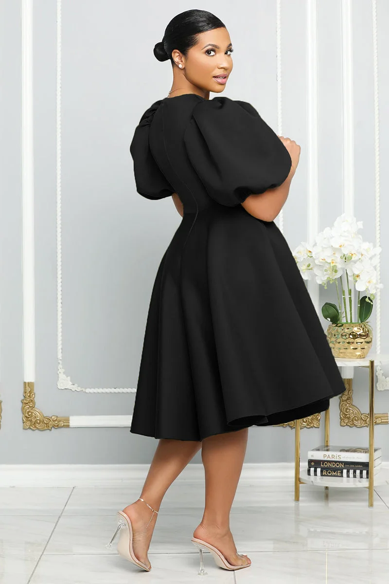 Puff Short Sleeve A-Line Mini Dresses