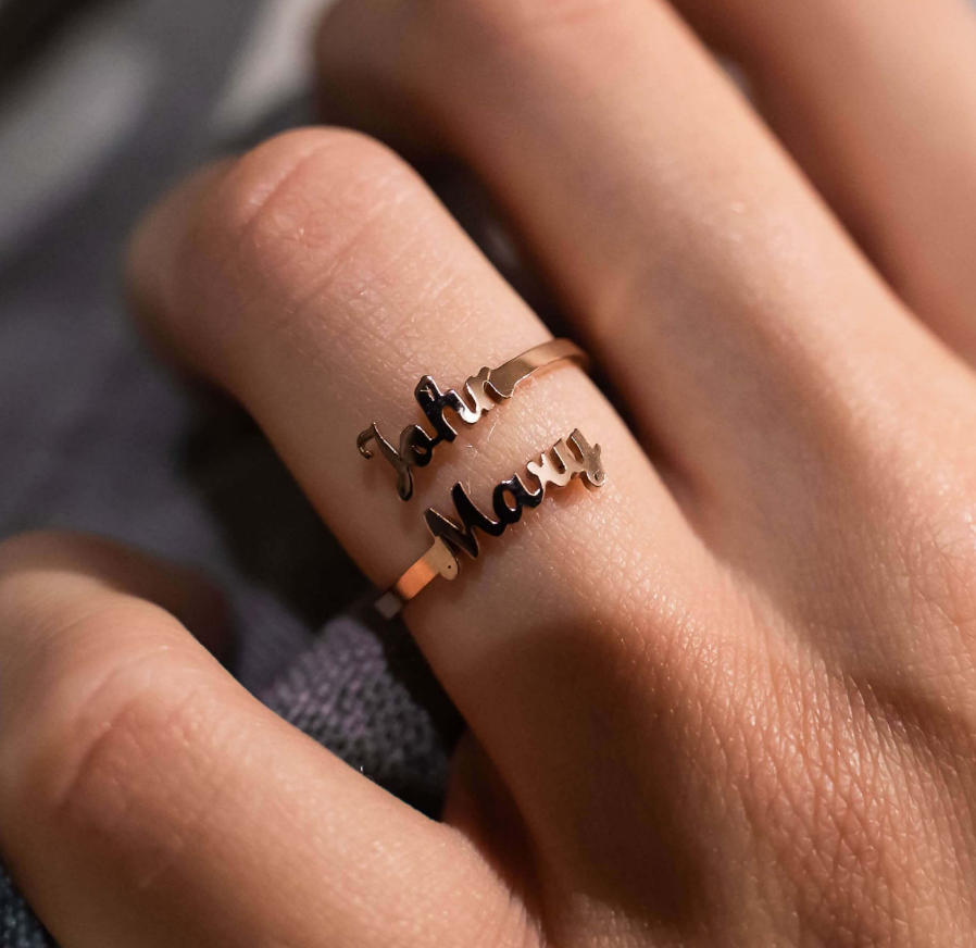 Personalized Double Name Ring