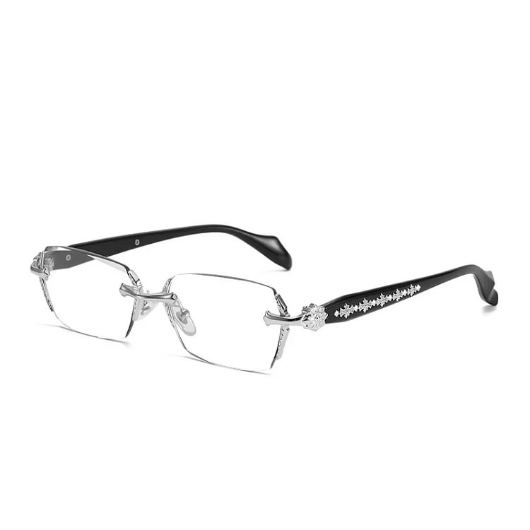 Retro Frameless Anti Blue Light Rimless Reading Glasses Women Men ...