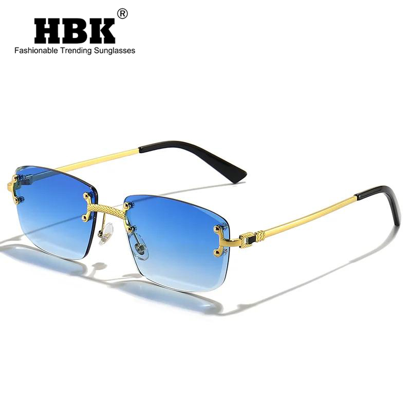HBK Square Rimless Sunglasses Women TOP Quality Retro Metal Sun Glasses ...