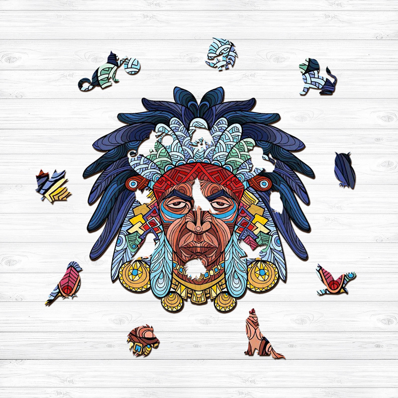 Native Indian Wooden Jigsaw Puzzle for Adults Wood Cut Unique Shaped ...