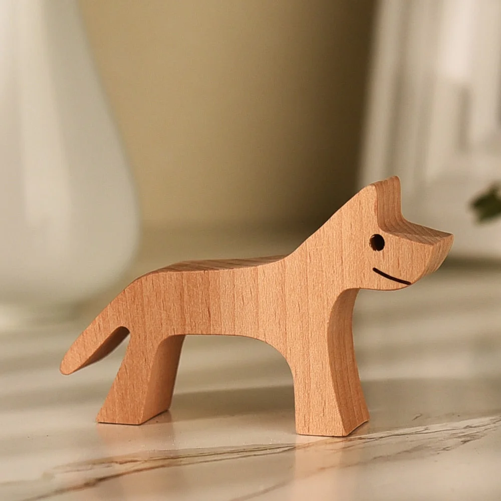 Home Decor Table Ornament Wood Dog Craft Sculpture Handmade Wooden Pets ...