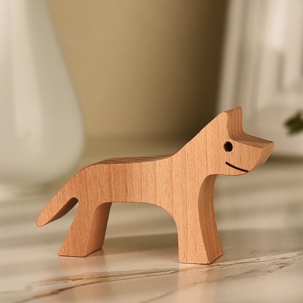 Home Decor Table Ornament Wood Dog Craft Sculpture Handmade Wooden Pets ...