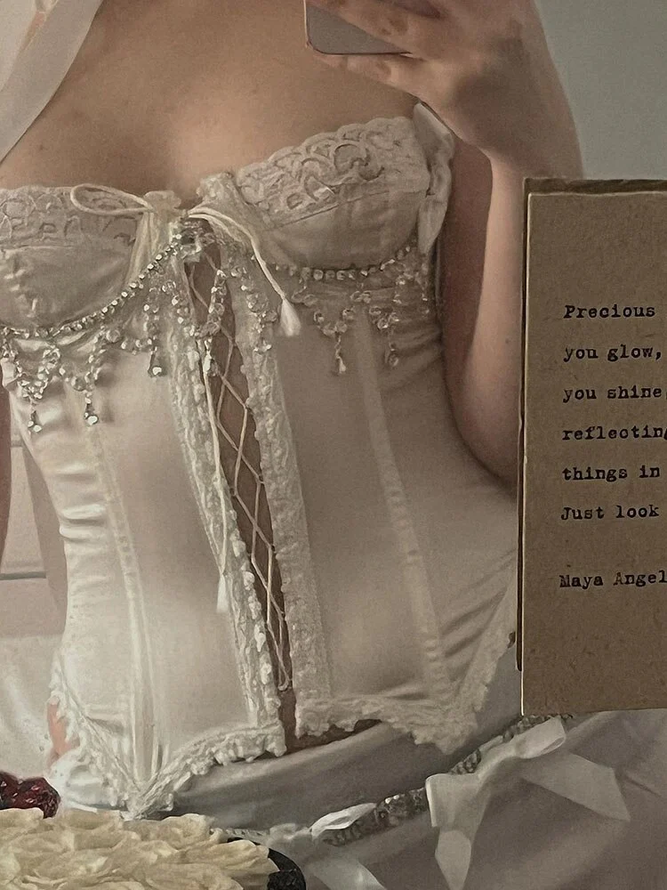 Toloer Coquette Sexy Ribbons Lace Up Satin Corset Y2k Aesthetic