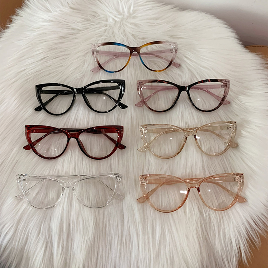 Vintage Cat Eye Anti-Blue Light Glasses Women Retro Triangle Metal ...