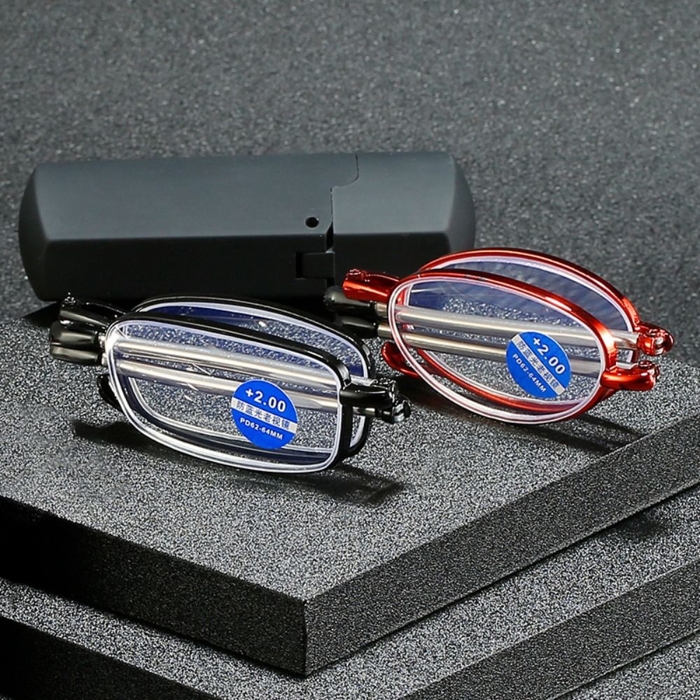 Elderly Metal Reading Glasses with Box Anti-Blue Light Resin Folding ...