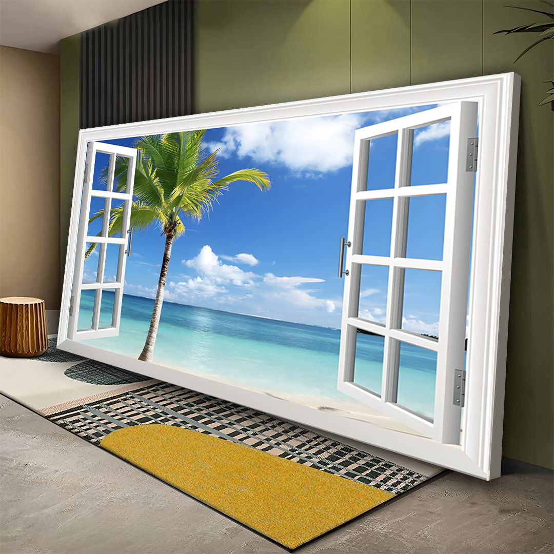 Beautiful Beach Sand Windows Canvas Wall Art