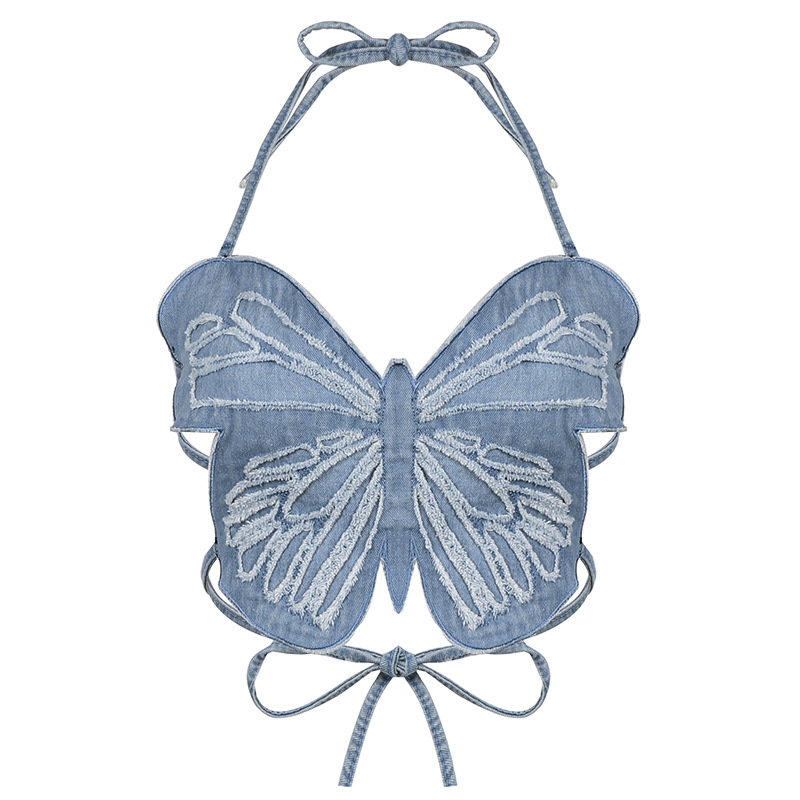 BUTTERFLY DENIM STRAP CAMISOLE