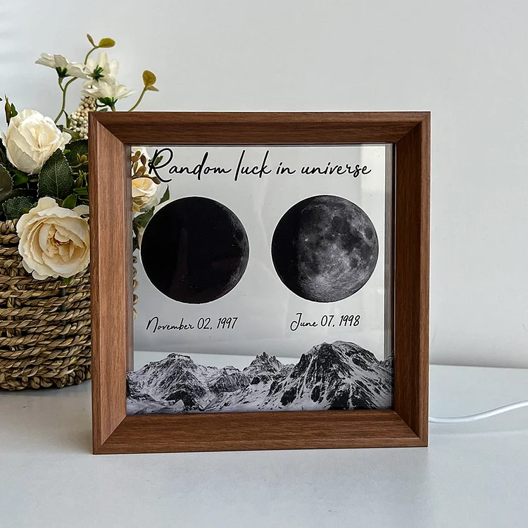 Random luck in universe Custom Moon Phases Print LED Light Frame for ...