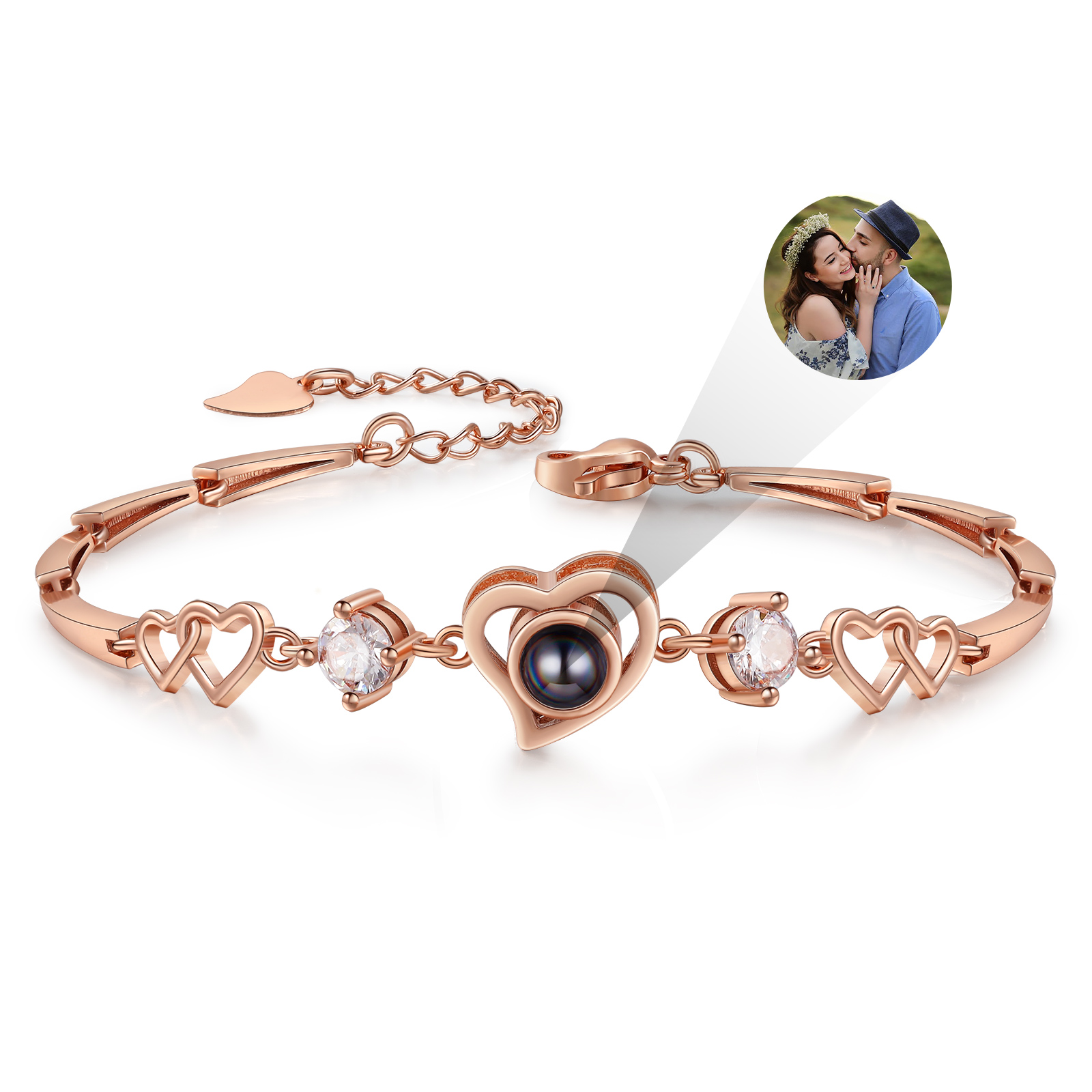 Pulsera con dije de corazón con proyección de foto en color para mujer ...