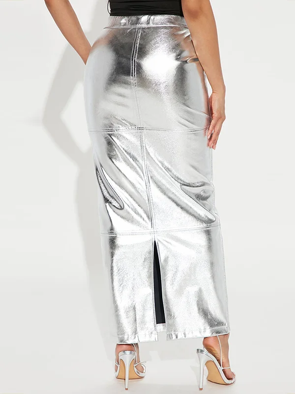 Elegant High-Waisted H-Line Split-Joint Skirts