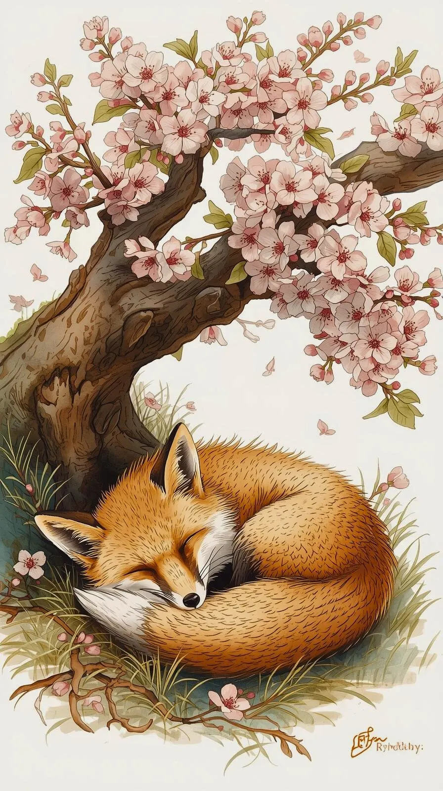 Sylvia-Fox Sleeping Under The Tree (Velvet Cloth) full round or square ...