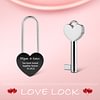 Heart Love Lock with Key Custom Names and Date Black Padlock Couple Gift