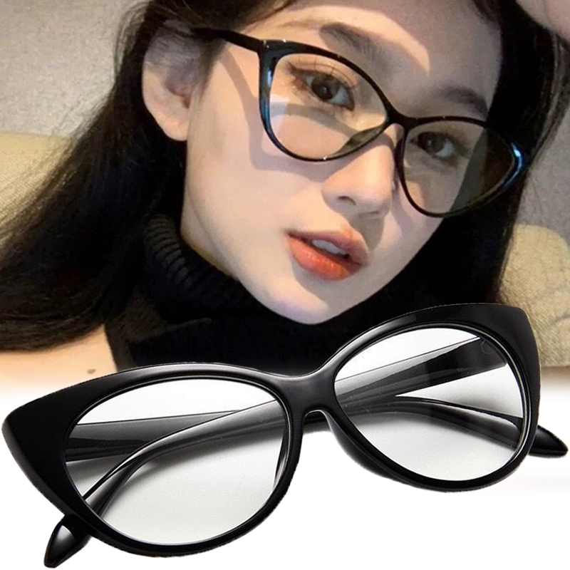 Y2K Triangle Frame Glasses Women Girls Vintage Cat Eye Eyeglasses Anti ...