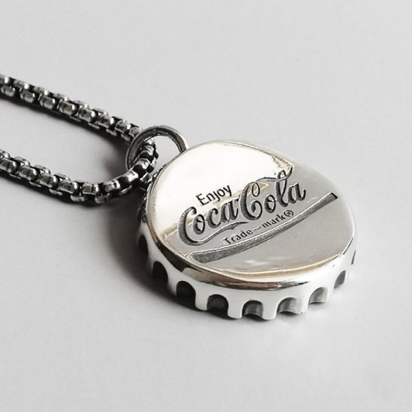 Sterling Silver Bottle Cap Pendant Necklace