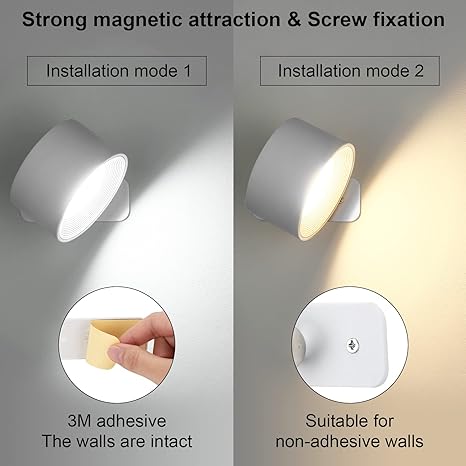 Lightess LED Wall Sconces, Wall Mounted Lamps with Rechargeable Battery ...