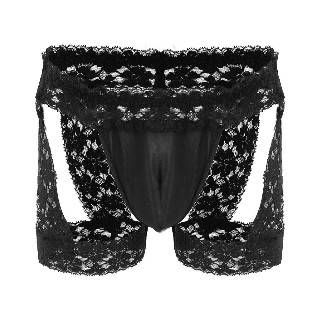 Men's Lace Sexy Suspenders Transparent Thong
