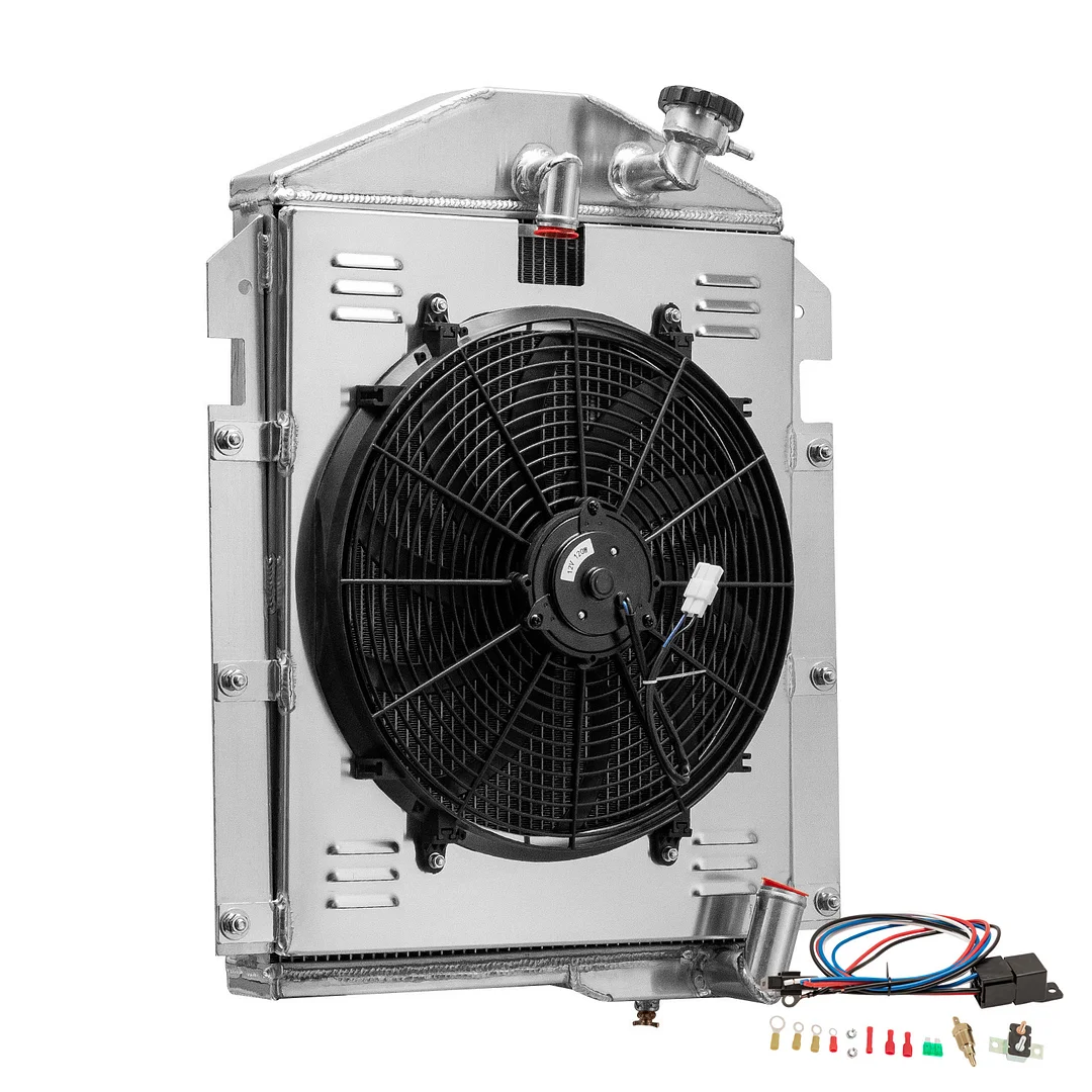 Alloyworks 4 Row Radiator with Shroud Fan Relay For 1939-1940 Chevrolet ...