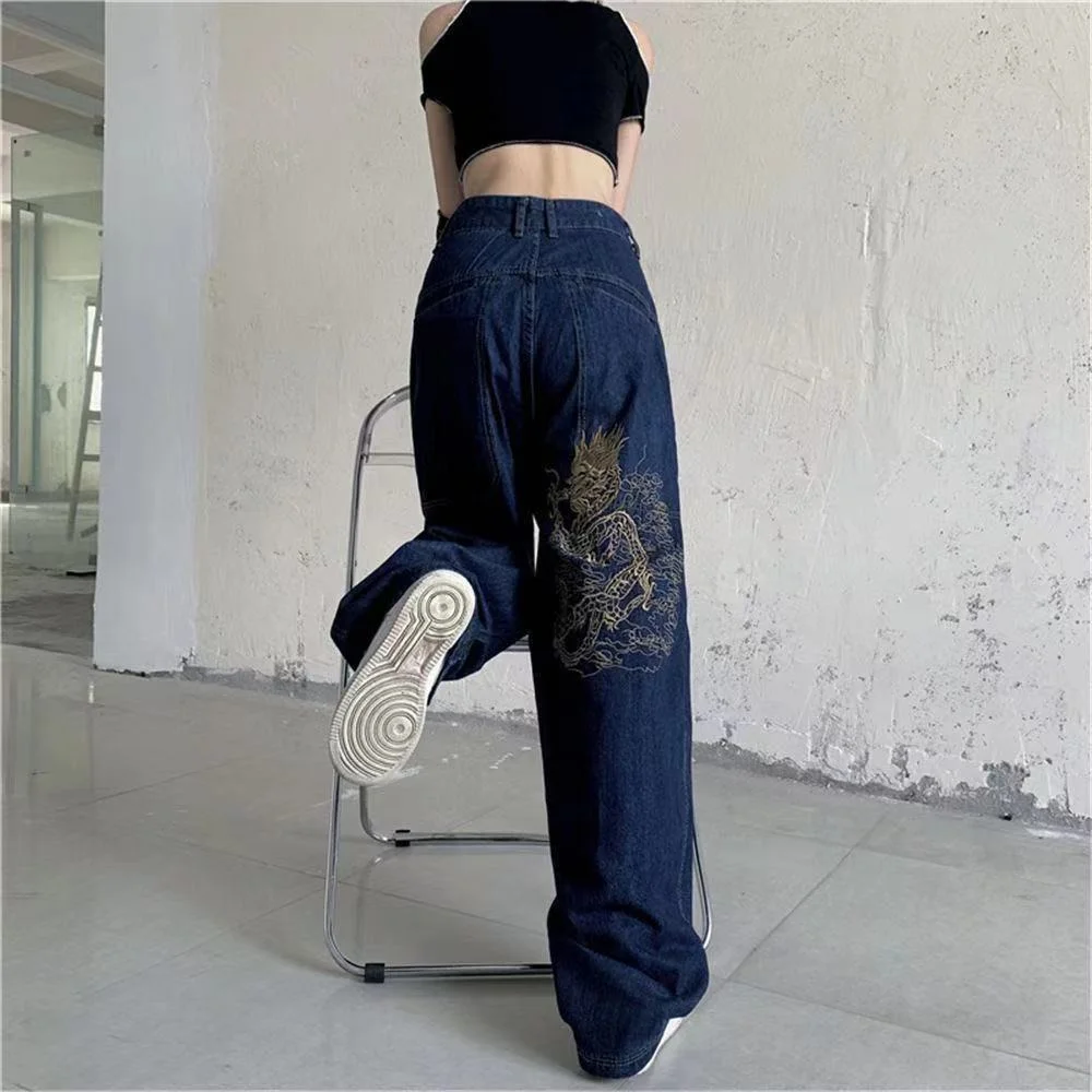 DRAGON EMBROIDERY HIP HOP JEANS