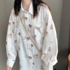 ANGEL PRINT LONG SLEEVE CHIFFON SHIRT