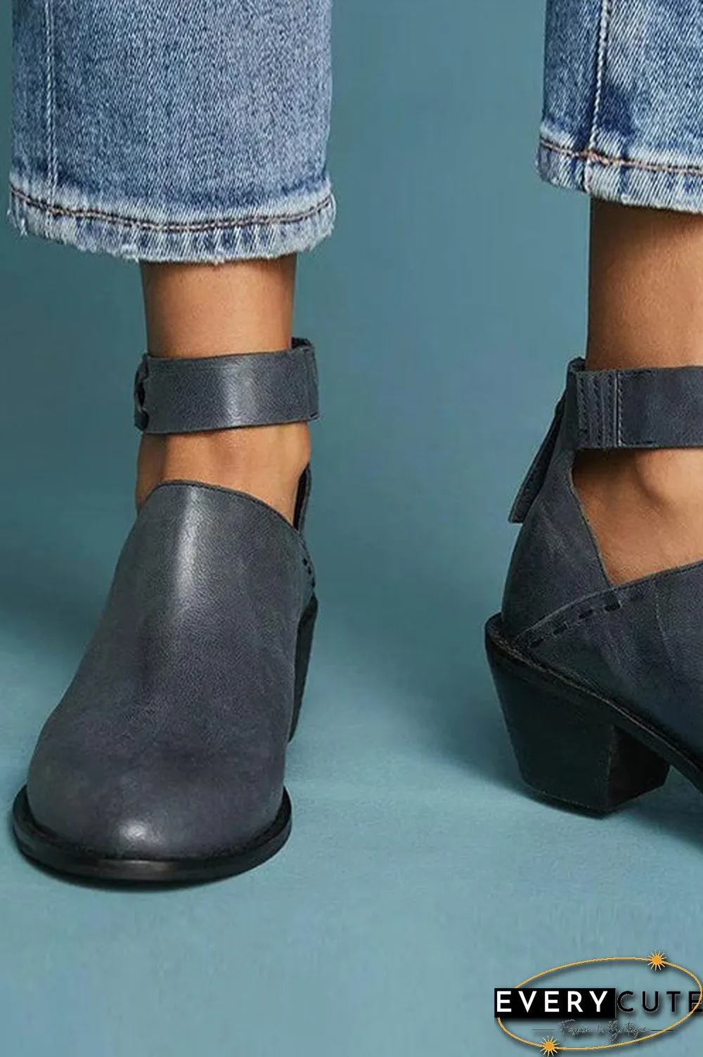 Chunky Heel Zipper Ankle Booties