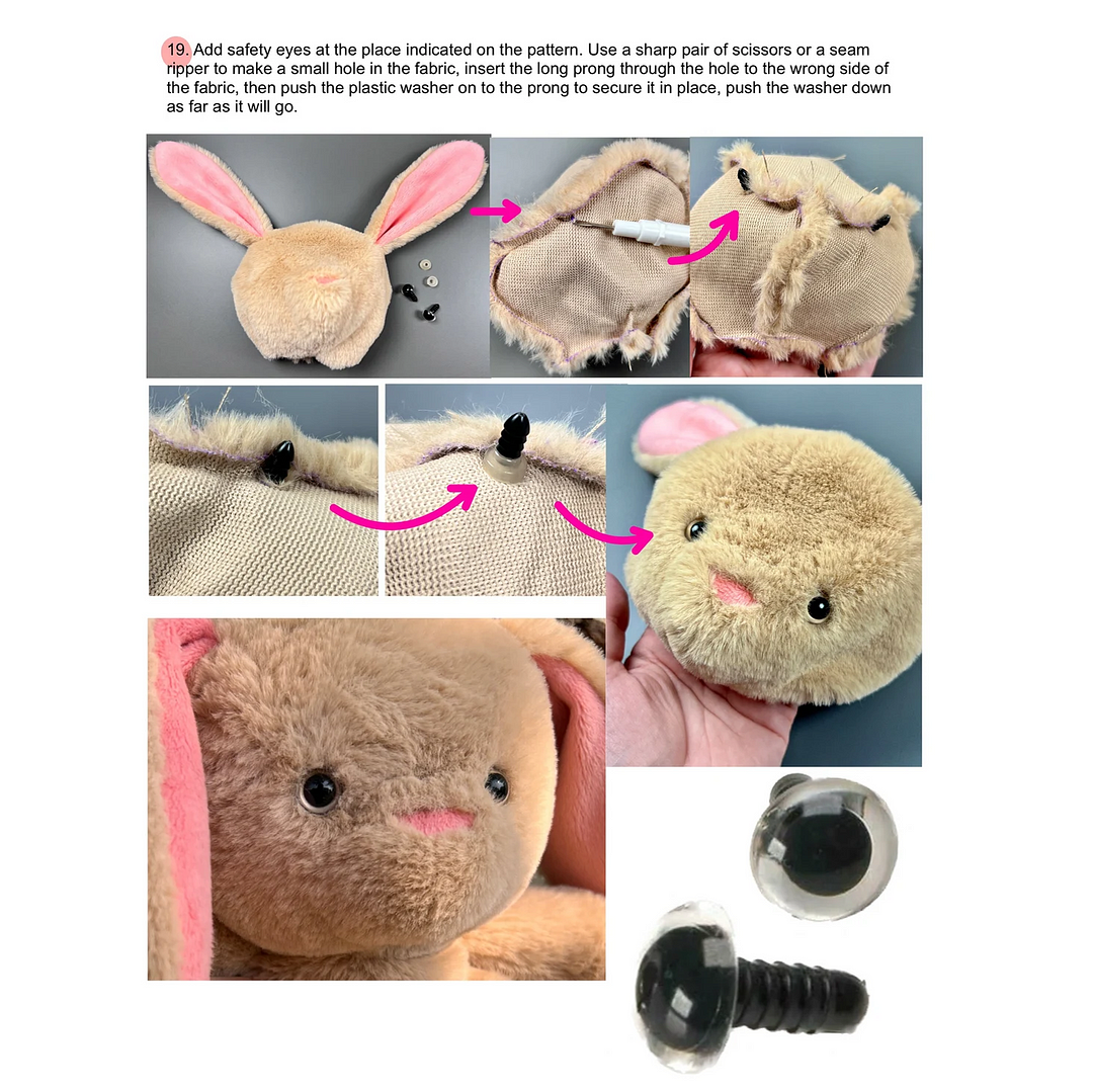 Stuffed Bunny Plushy Toy Sewing Templates&Instruction