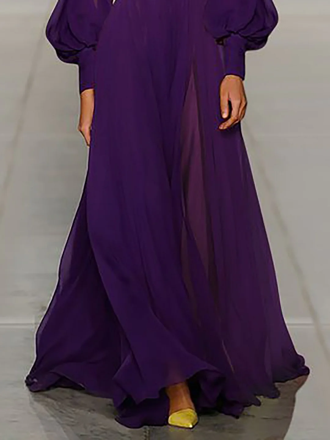 Off Shoulder Purple Prom Chiffon Maxi Dress