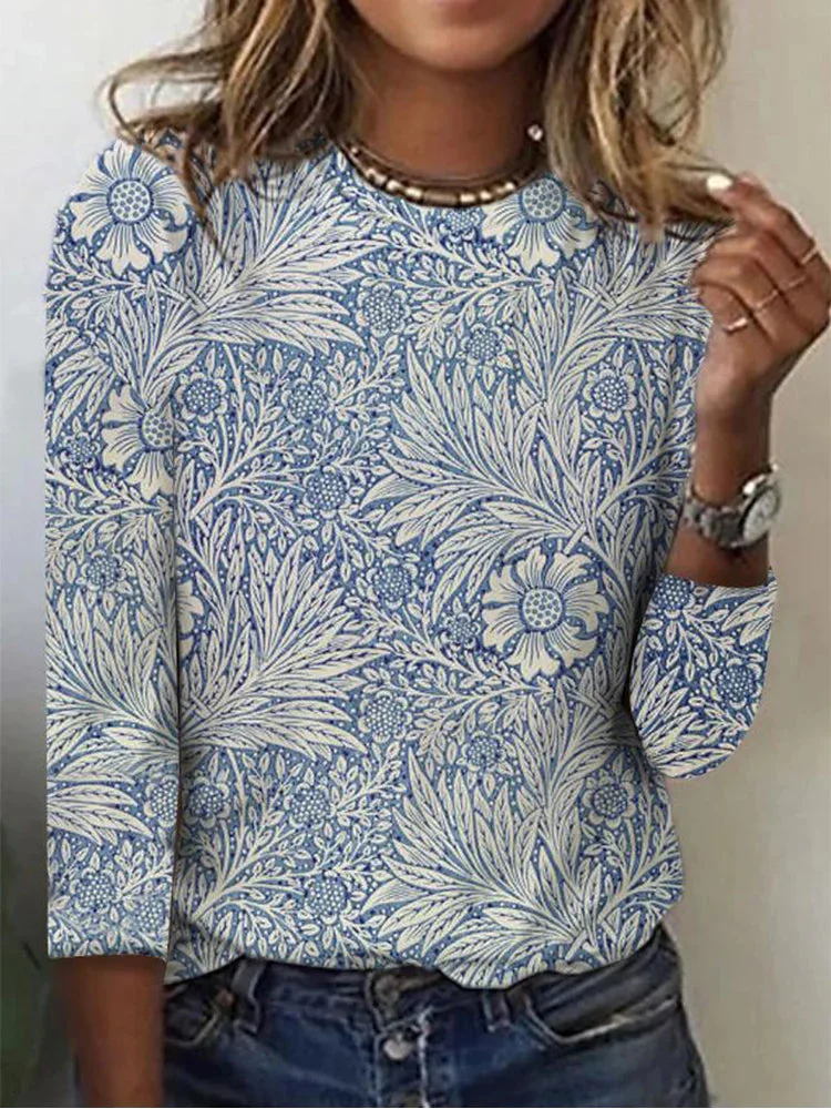 Vintage Blue Flower Top