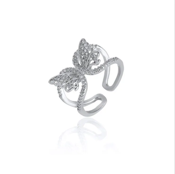 RHINESTONE BUTTERFLY OPEN RING(2 PCS)