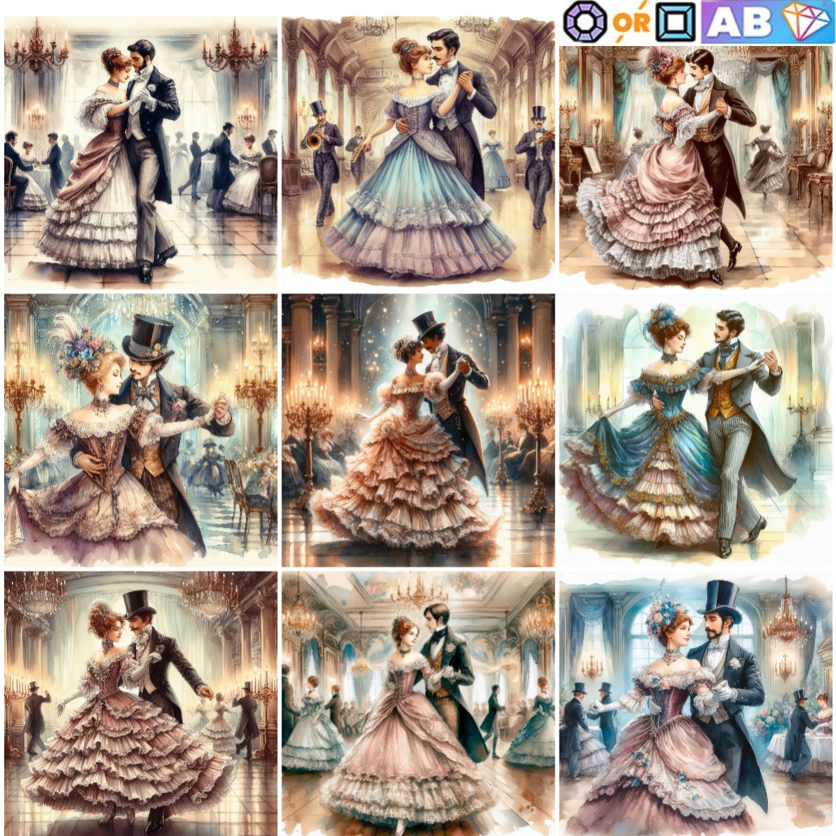 Victorian Dancing 40*40(Canvas) Diamond Painting