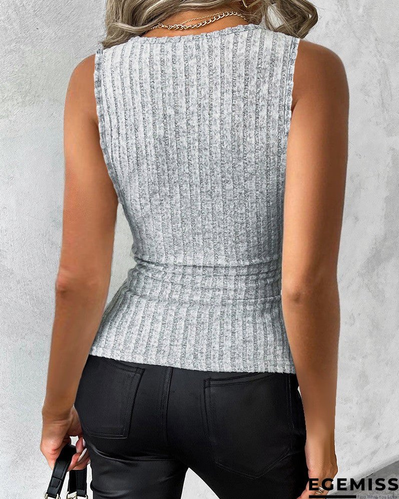 Overlap Buttoned Ribbed Tank Top | EGEMISS