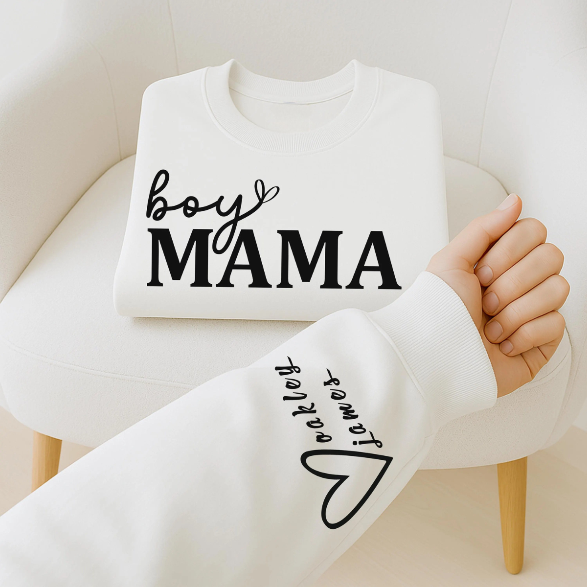 Personalized Boy Mama Sweatshirt With Kid Names, Baby Announcement ...