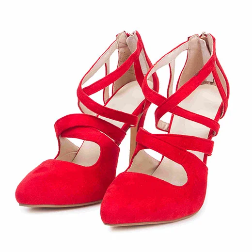 Red Closed Toe Stiletto Sandals Vdcoo